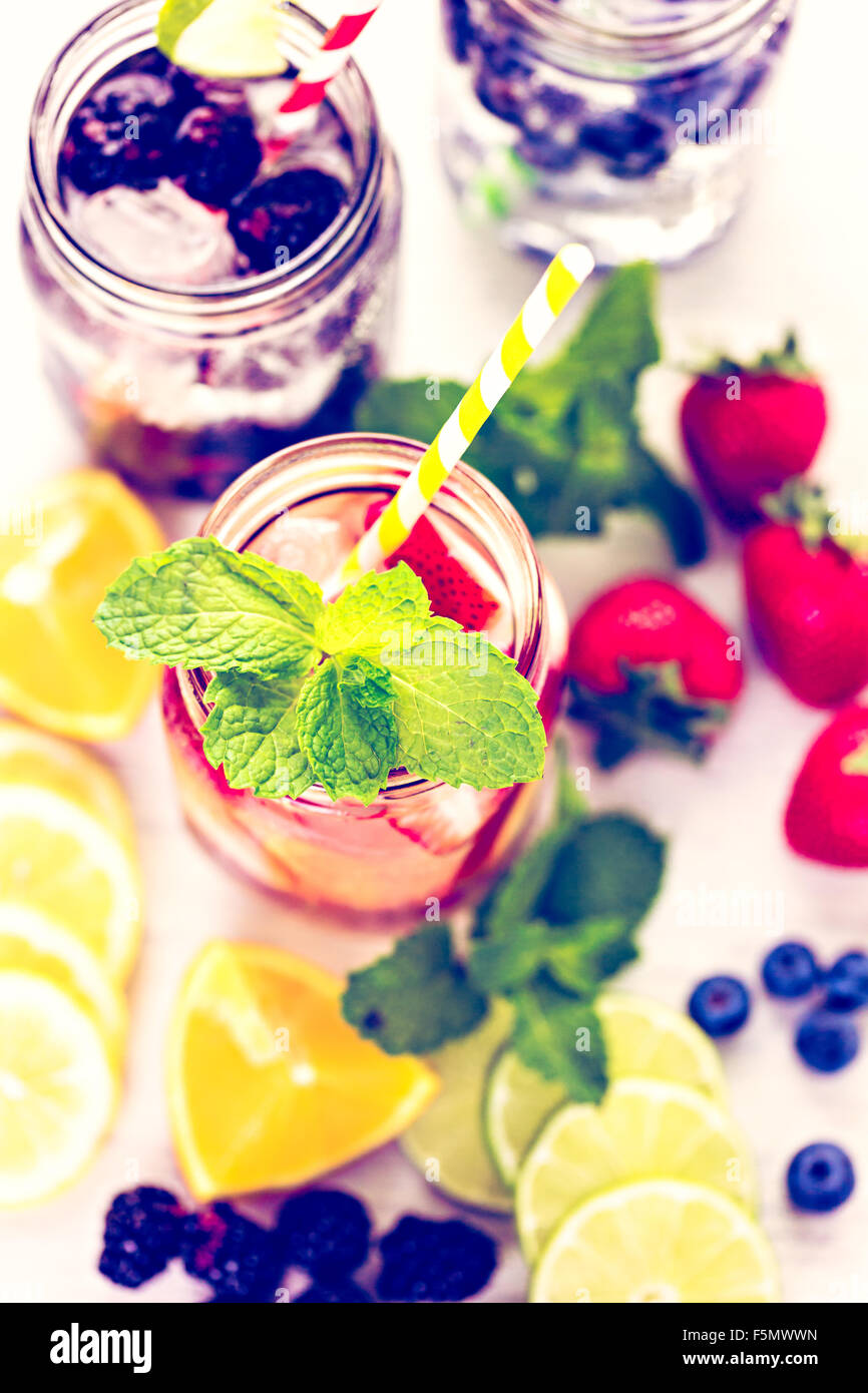 Infused water with fresh organic berries Stock Photo - Alamy