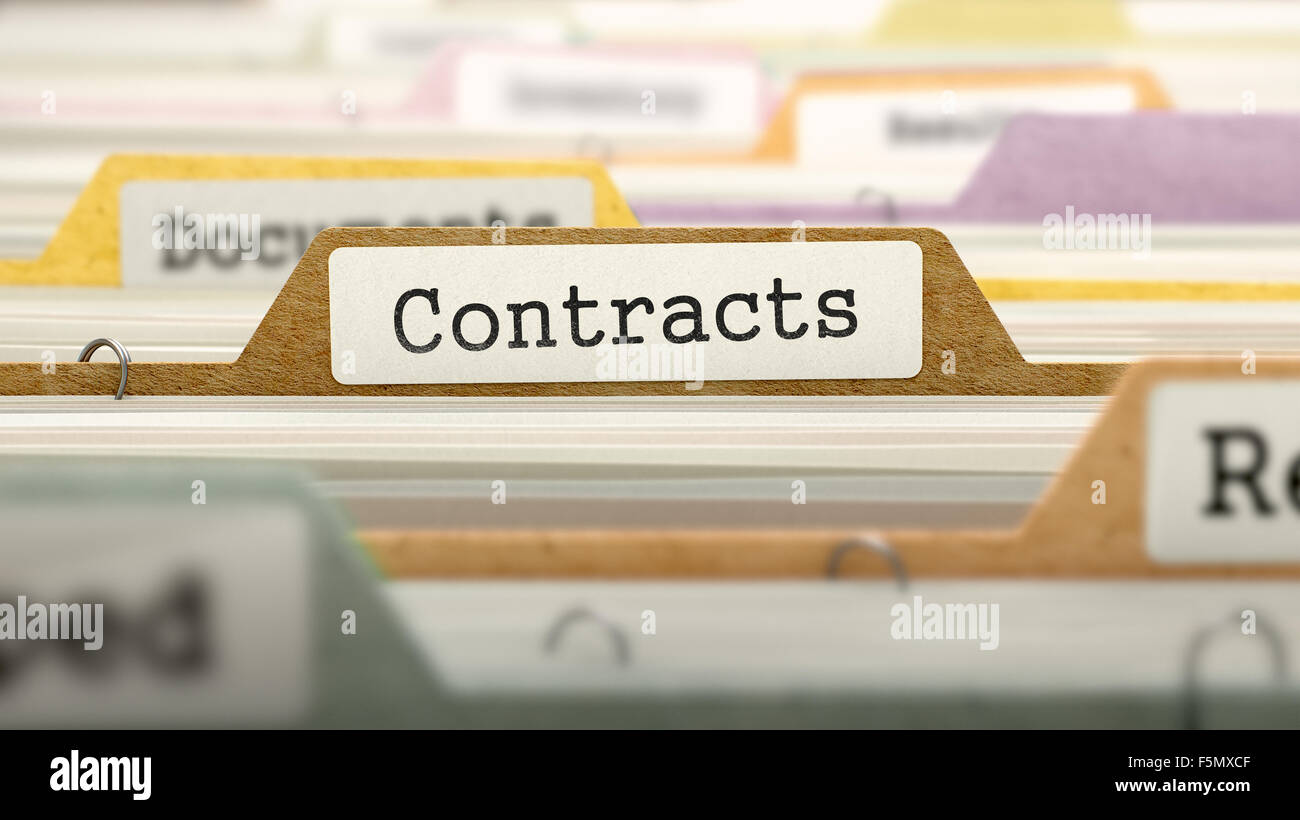 Contracts Concept on File Label Stock Photo - Alamy