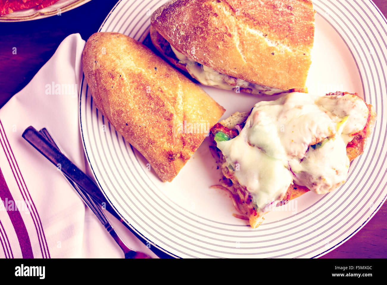 Meatball sandwich on the plate in Italian restaurant Stock Photo - Alamy