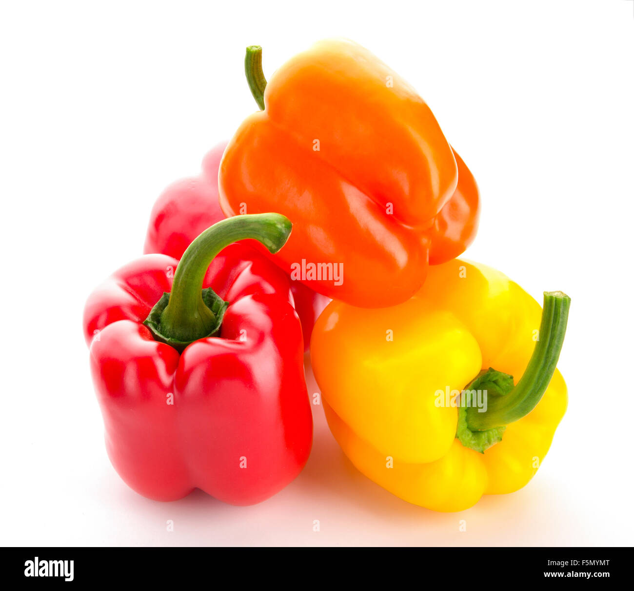 Three different Peppers. Isolated over white. Fresh vegetables Stock ...