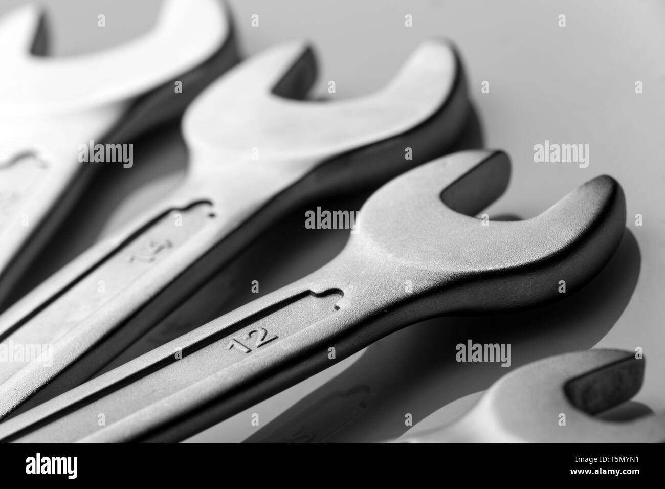Set of open end wrenches Stock Photo - Alamy