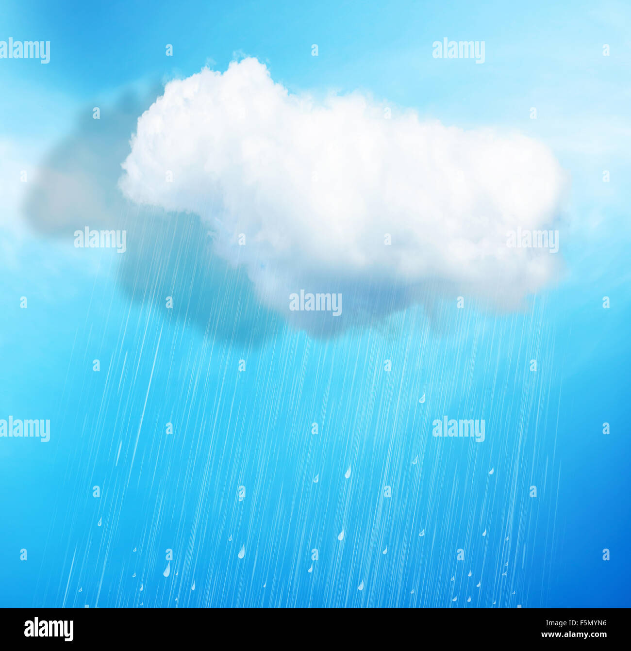 White cloud with rain over blue background Stock Photo - Alamy