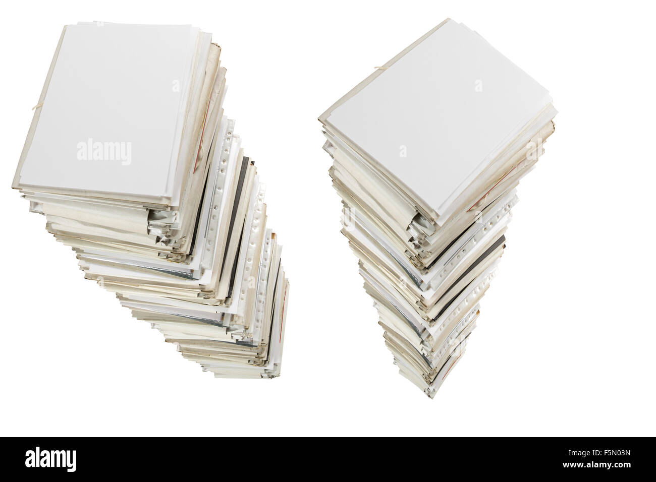 Huge stacks of documents isolated on white Stock Photo - Alamy