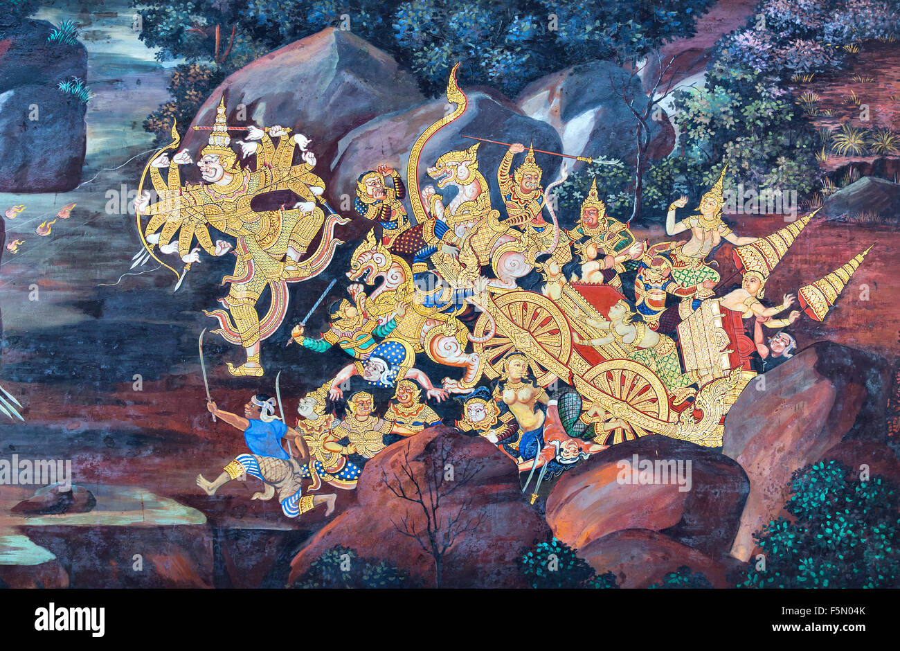 Traditional thai painting in Wat Po Temple, Thailand Stock Photo - Alamy