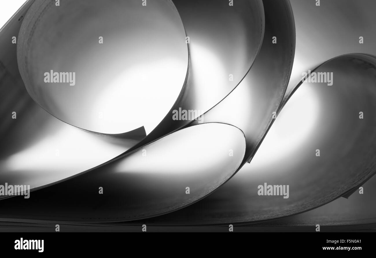 Macro view of abstract paper curves. B-W image Stock Photo - Alamy