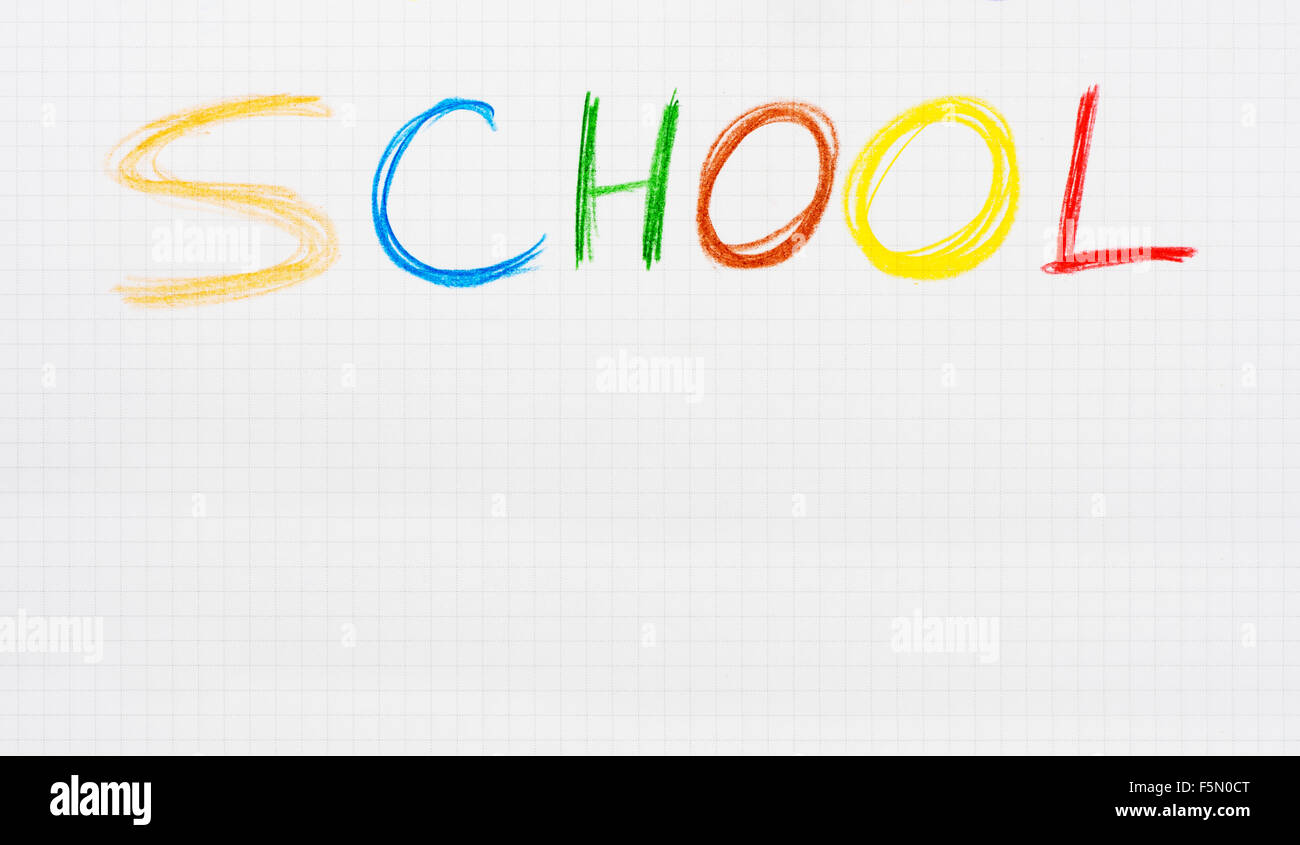 School message on mesh paper made by colorful pencils Stock Photo - Alamy