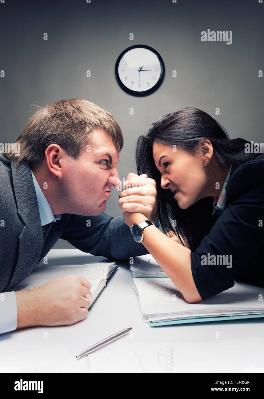 Competition between two people at work Stock Photo - Alamy