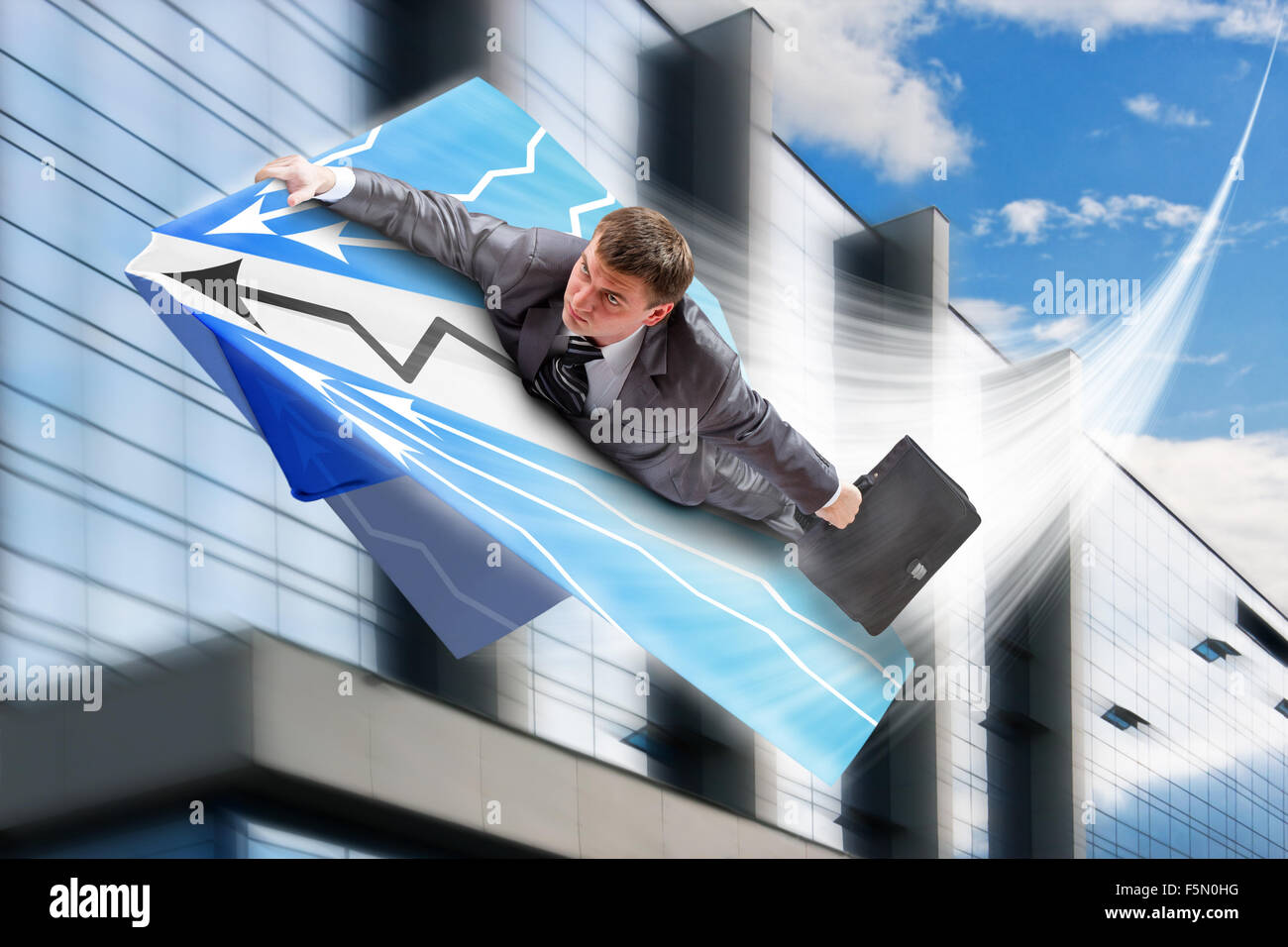 Super hero flying over city hi-res stock photography and images - Alamy