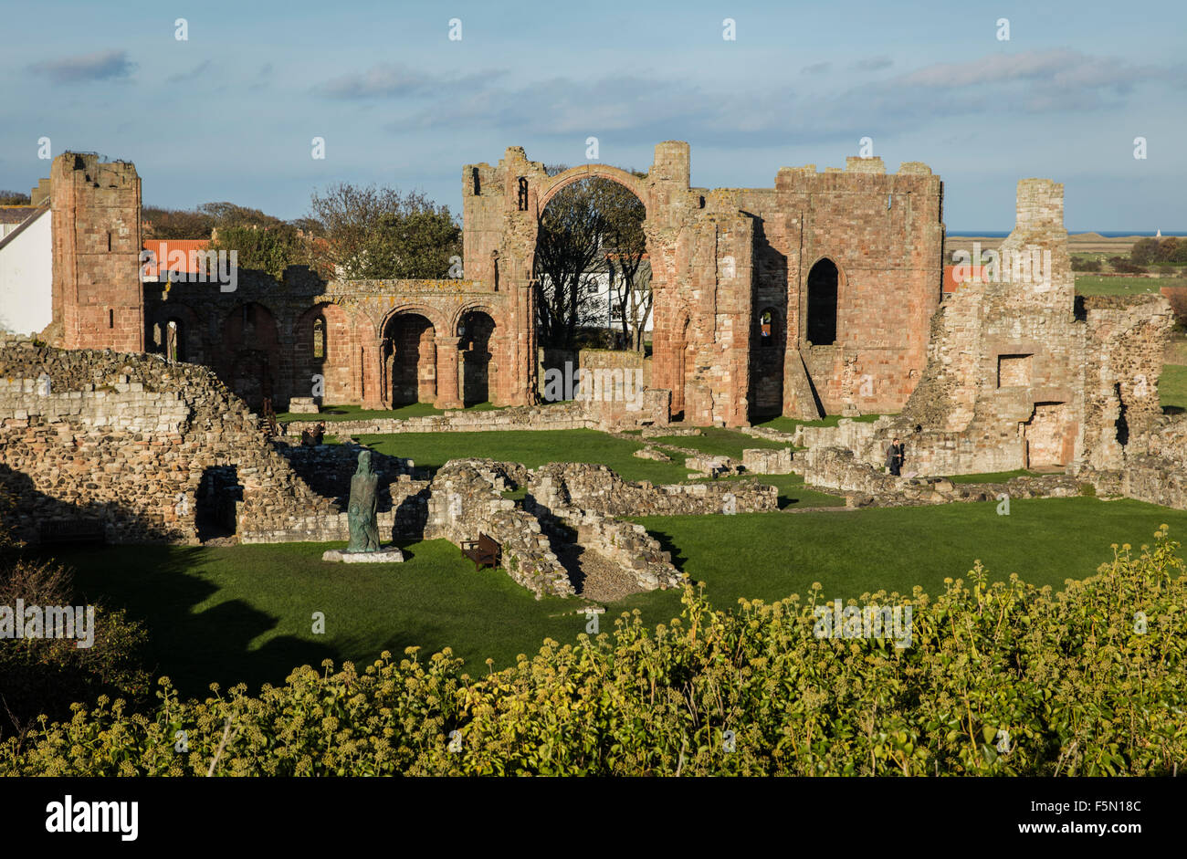 Lindisfarne Priory on the Holy Island in Northumberland - ruins of the ...
