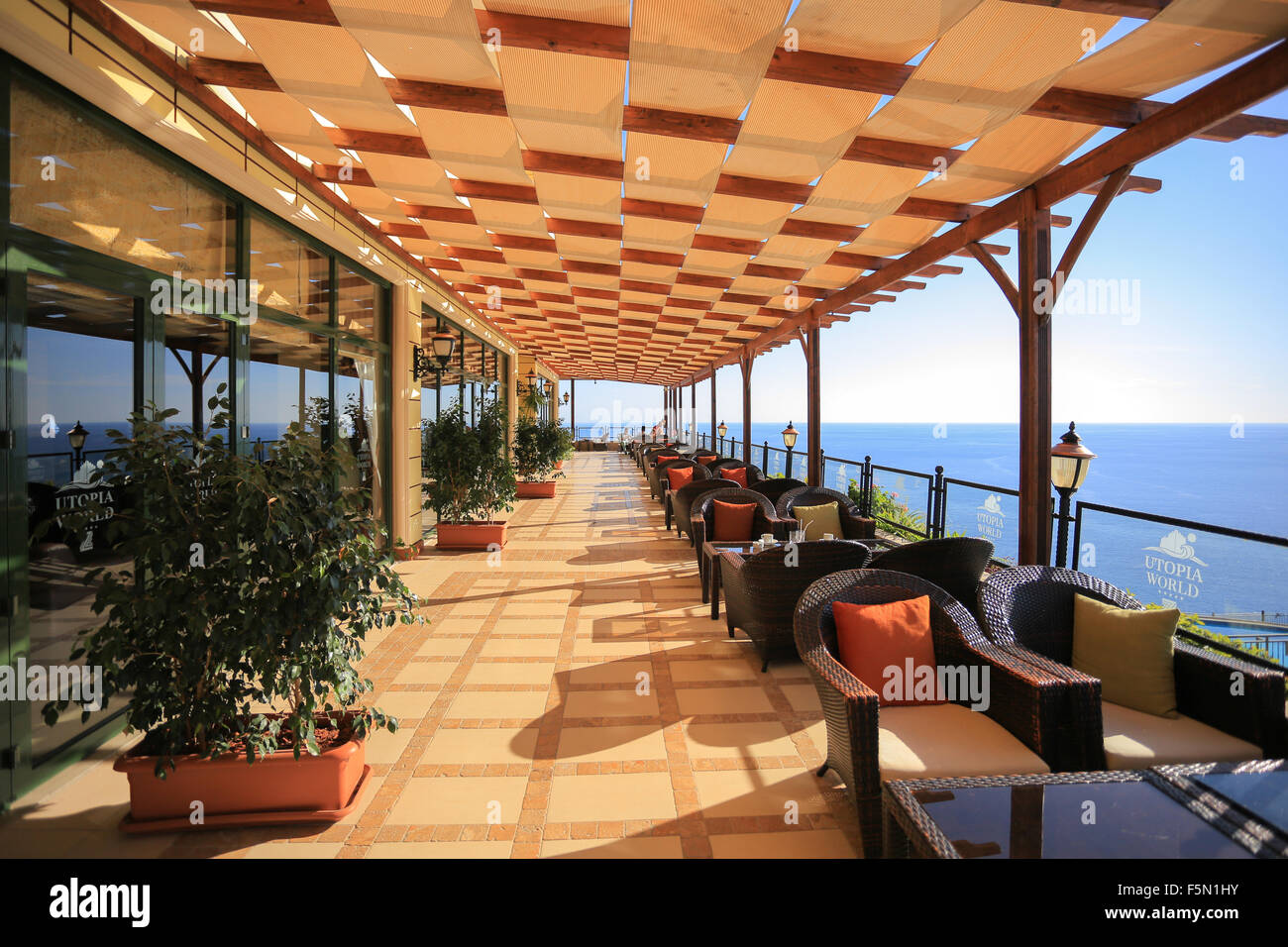 Restaurant on the terrace Stock Photo - Alamy