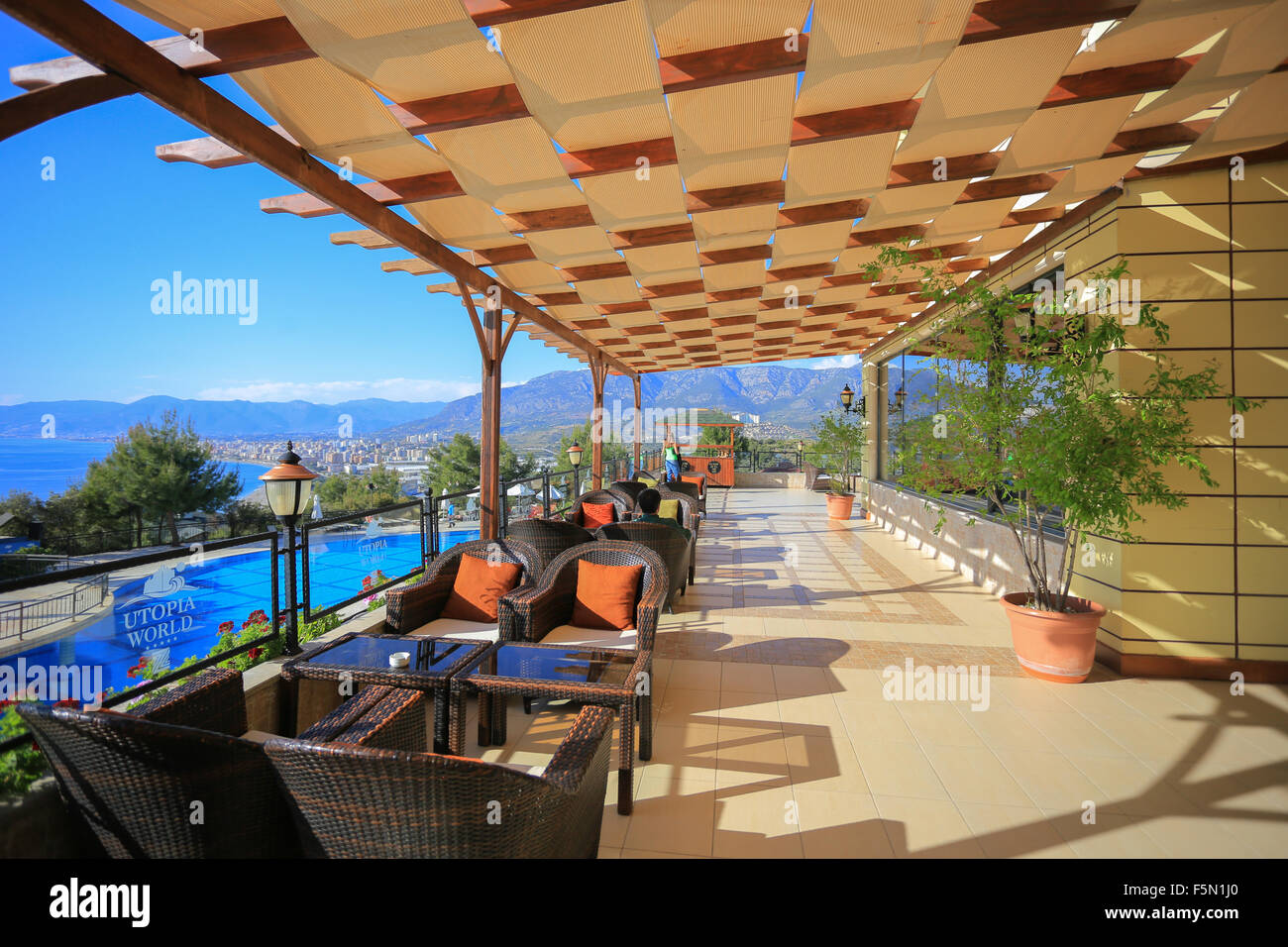 Restaurant on the terrace Stock Photo - Alamy