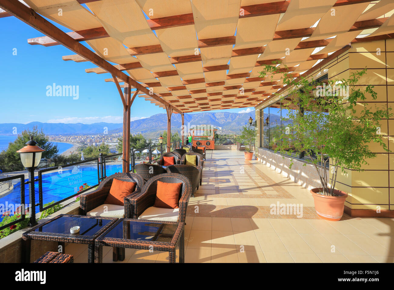 Restaurant on the terrace Stock Photo - Alamy