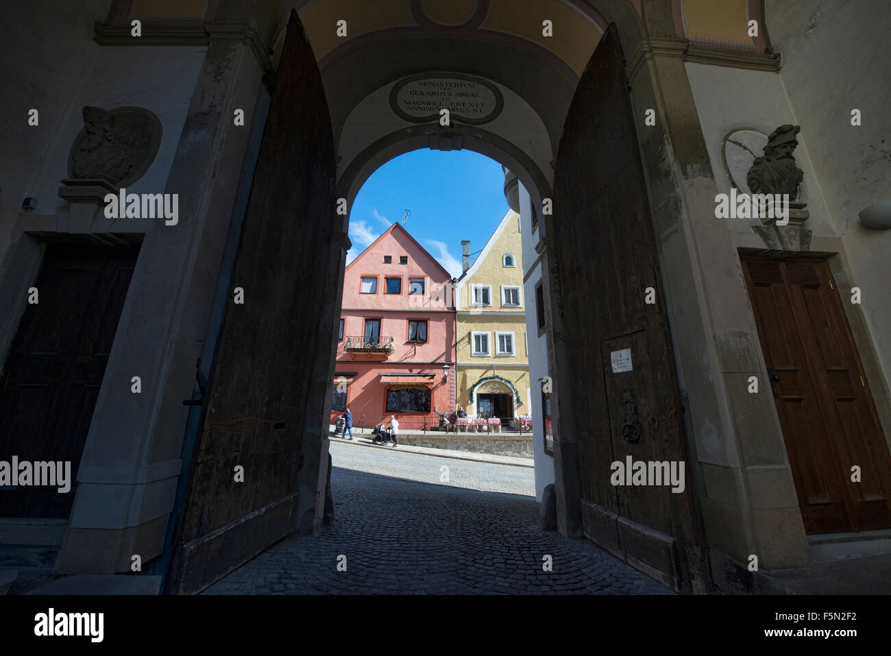 Colorful facades and houses in the center of Old Town in Fussen ...