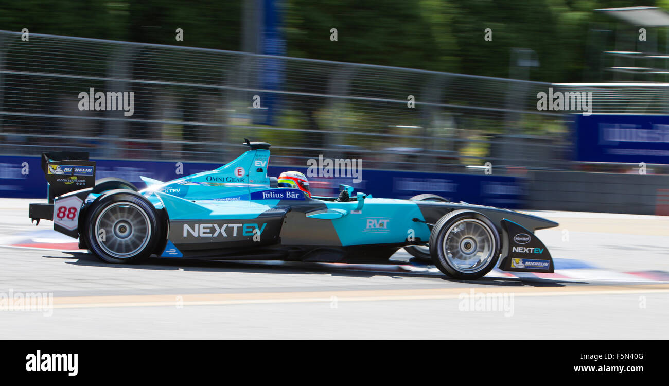Putrajaya, Malaysia – November 7, 2015 : Oliver Turvey of Team Nextev TCR enters turn 2 at FIA ...