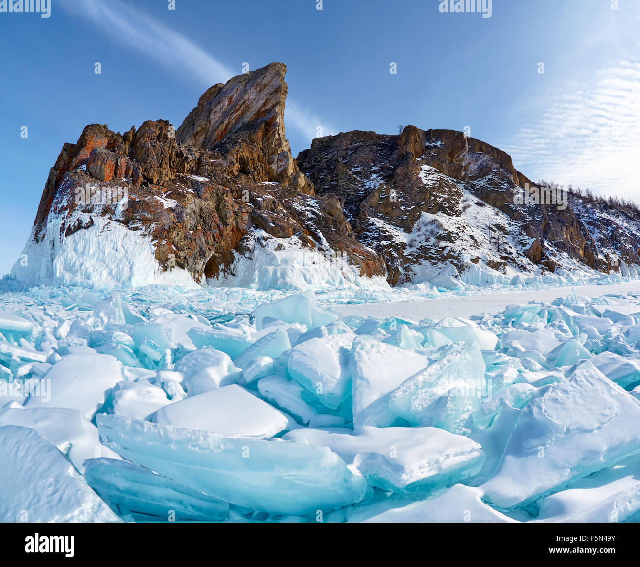 Winter siberian landscape with view on Hoboi cape - the nortern part of ...