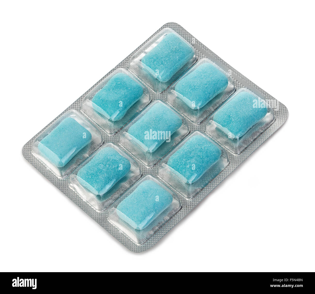 chewing gum in blister close-up on a white background Stock Photo - Alamy