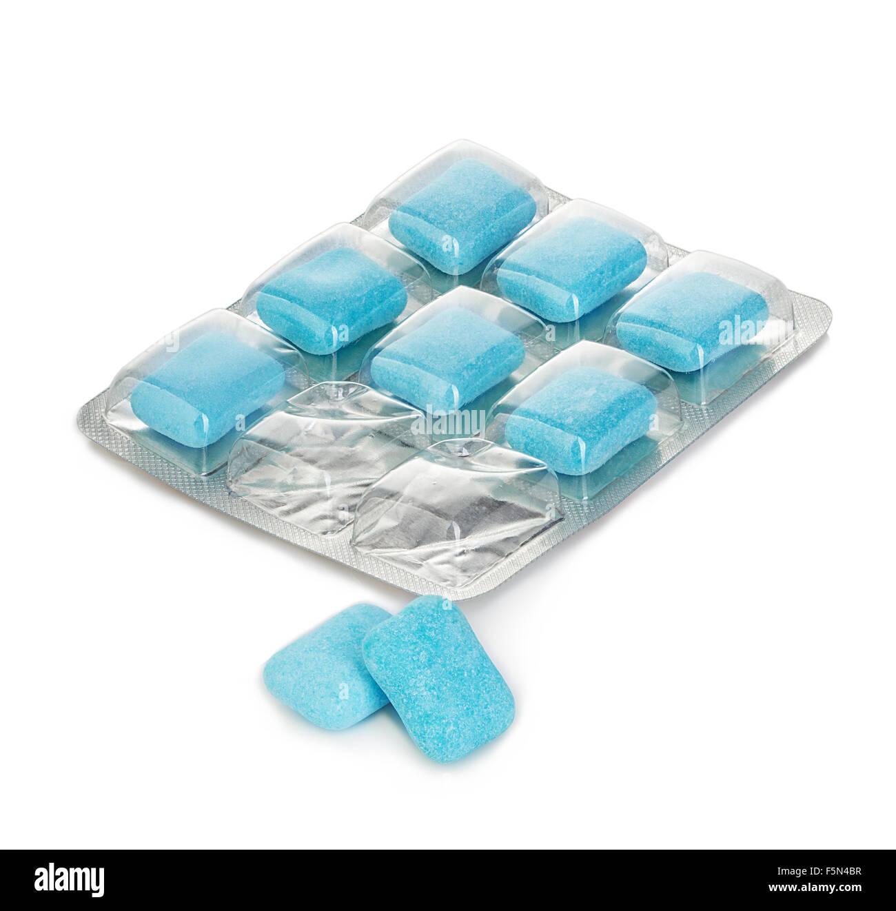 chewing gum in blister close-up on a white background Stock Photo - Alamy