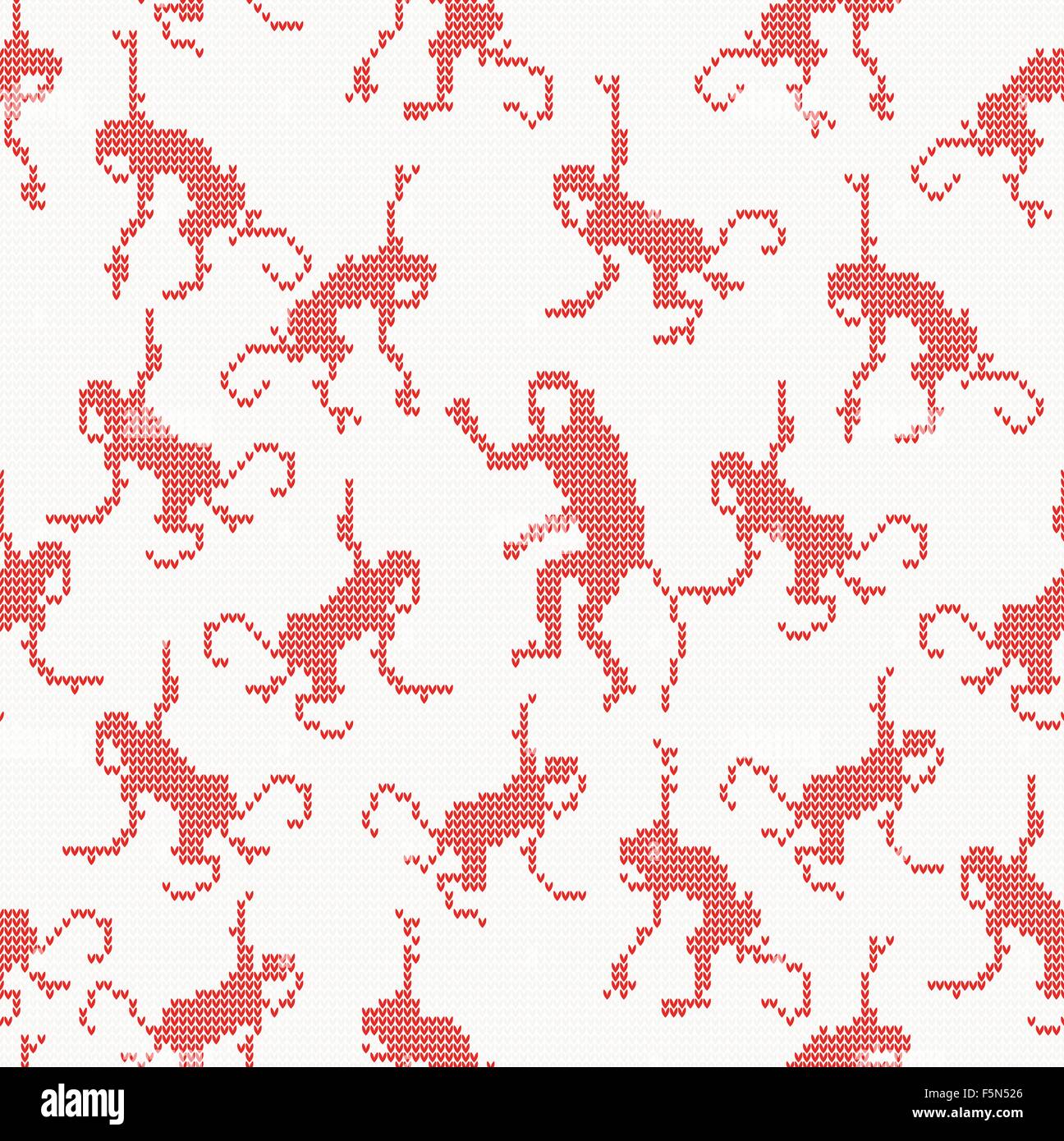 Knitted seamless pattern with monkey. Chinese zodiac symbol of New Year ...