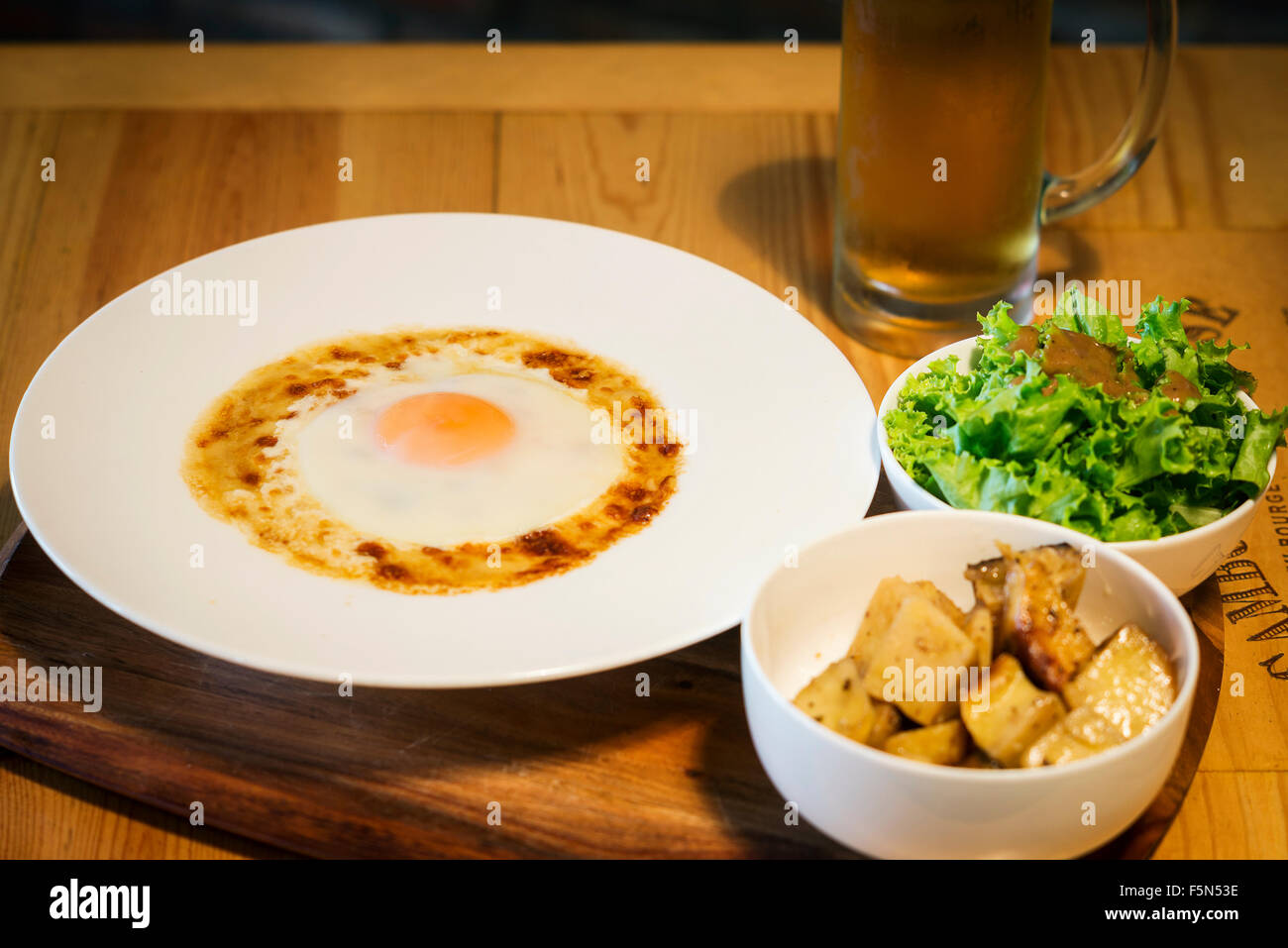 northern france local specialty dish the welsh with meat, egg and ...