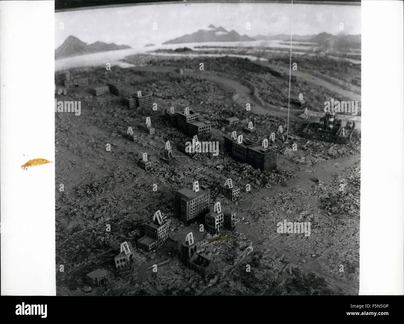 1962 - Where the Bomb Fell: A Model in the Albomo Memorial Museum shows ...
