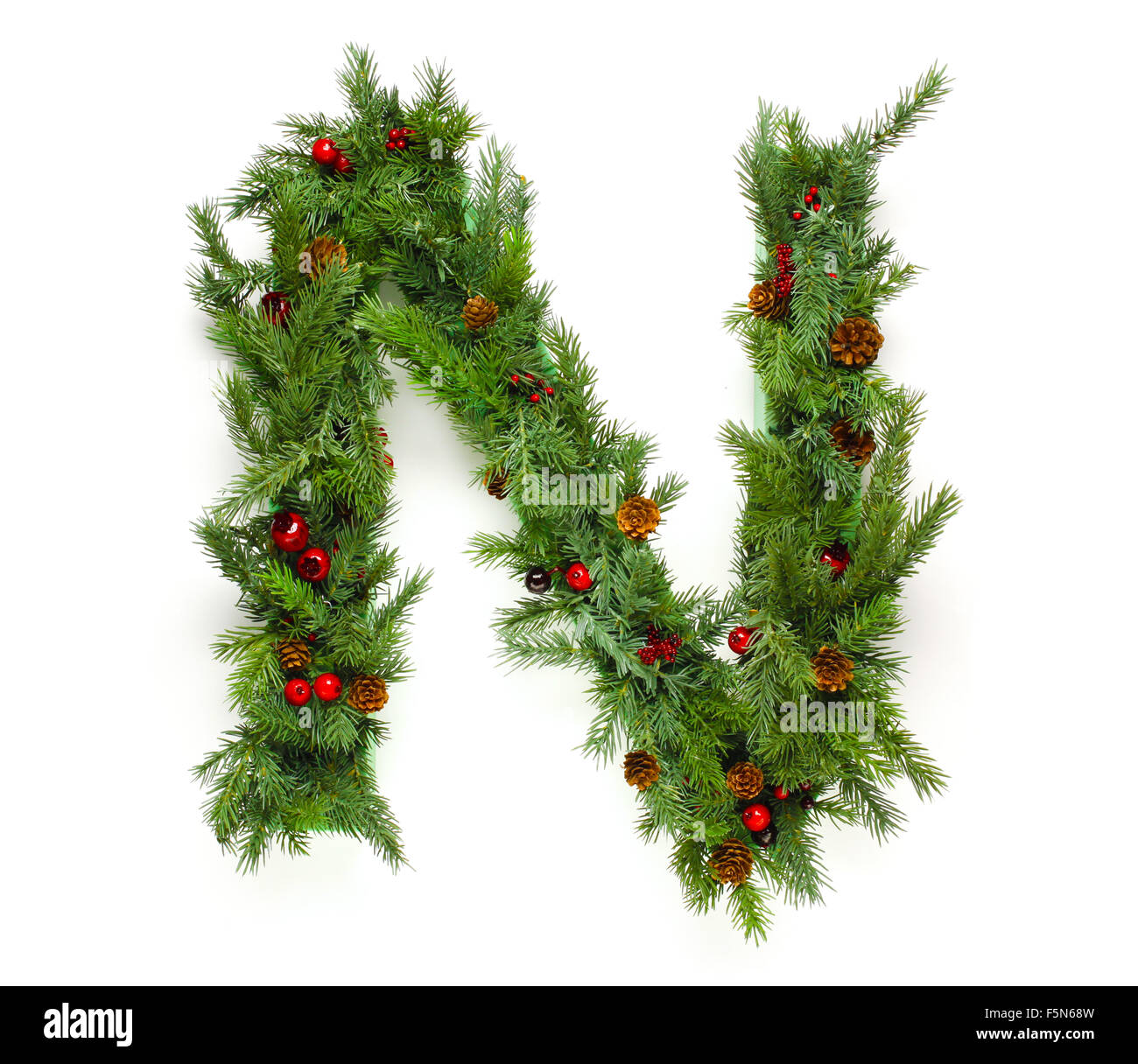 Christmas letters alphabet or font made of pine branches Stock Photo ...