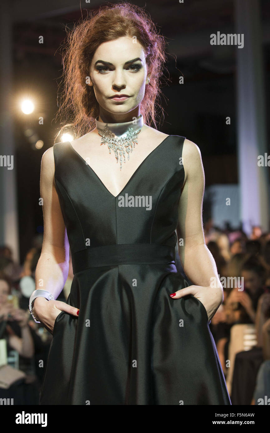Calgary, Alberta, Canada. 7th Nov, 2015. A female model walks the ...