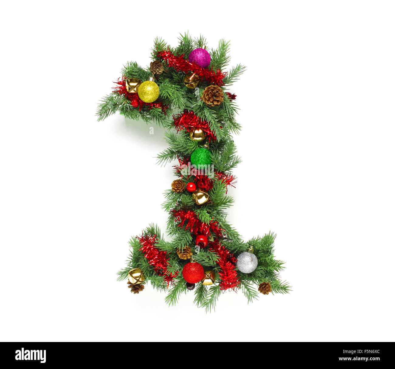 Collection of decorated Christmas tree letters and numbers Stock Photo ...