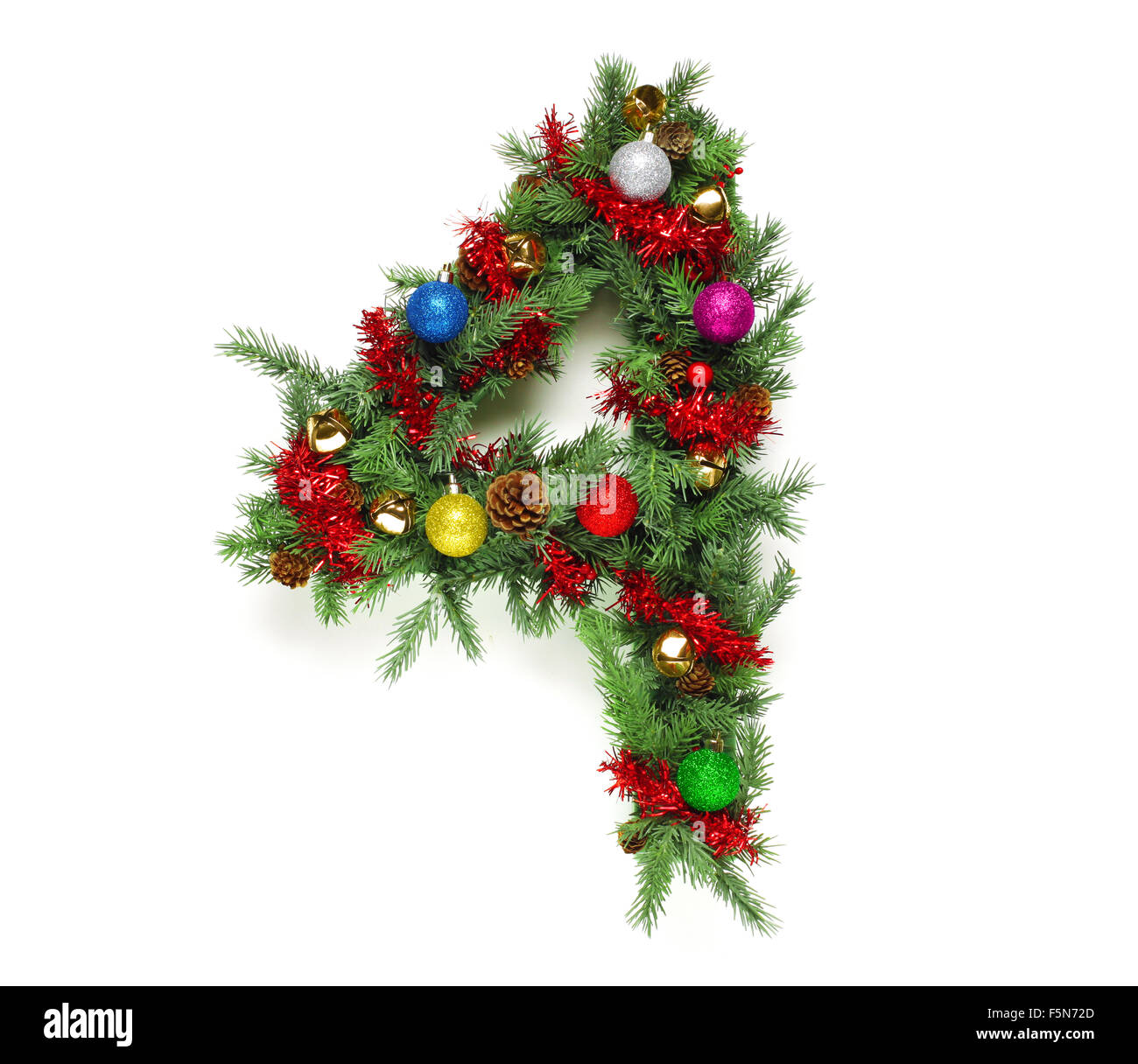 Collection of decorated Christmas tree letters and numbers Stock Photo ...