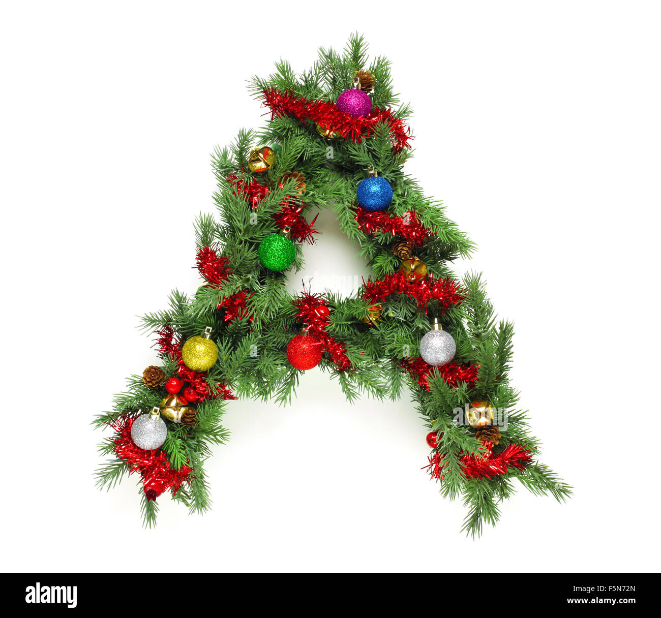 Collection of decorated Christmas tree letters and numbers Stock Photo ...