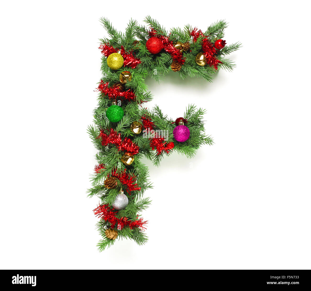 Collection of decorated Christmas tree letters and numbers Stock Photo ...