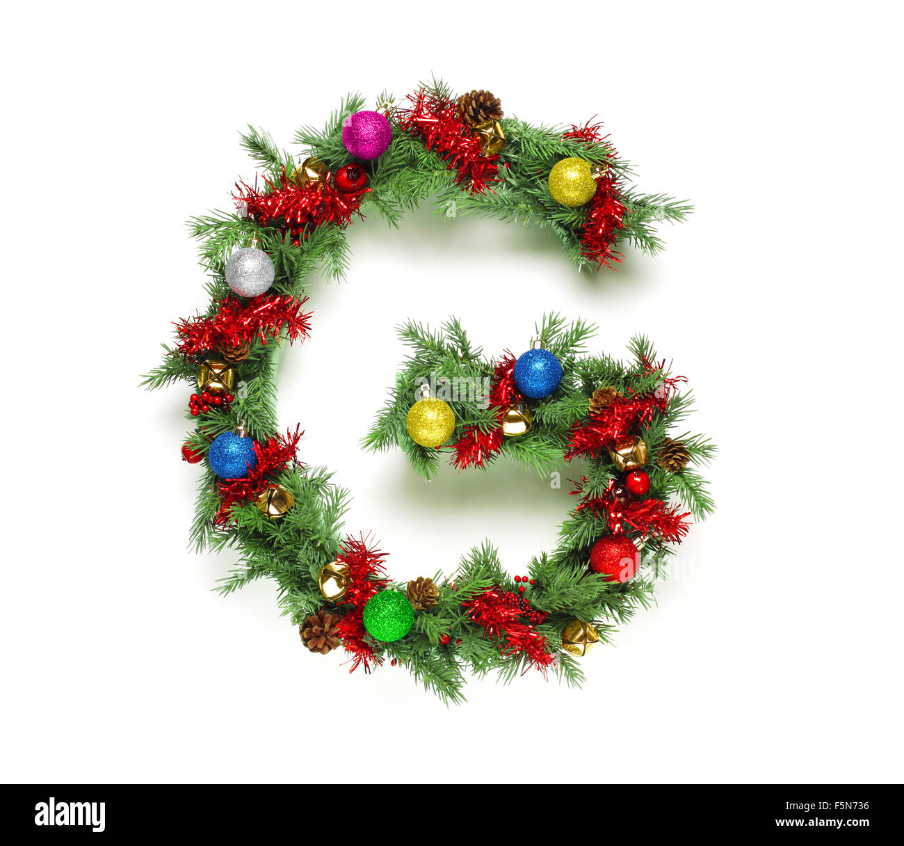 Collection of decorated Christmas tree letters and numbers Stock Photo ...