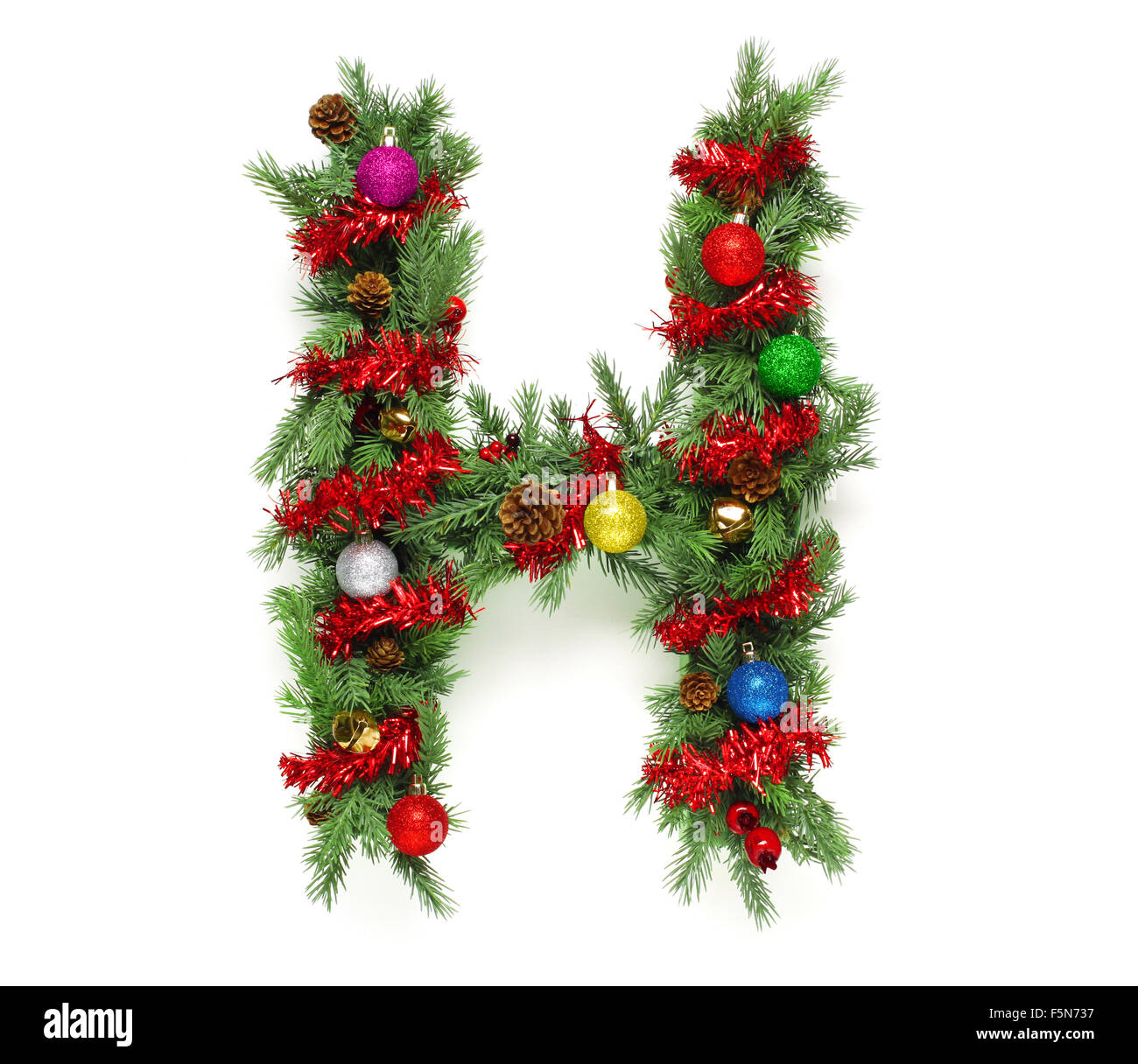 Collection of decorated Christmas tree letters and numbers Stock Photo ...