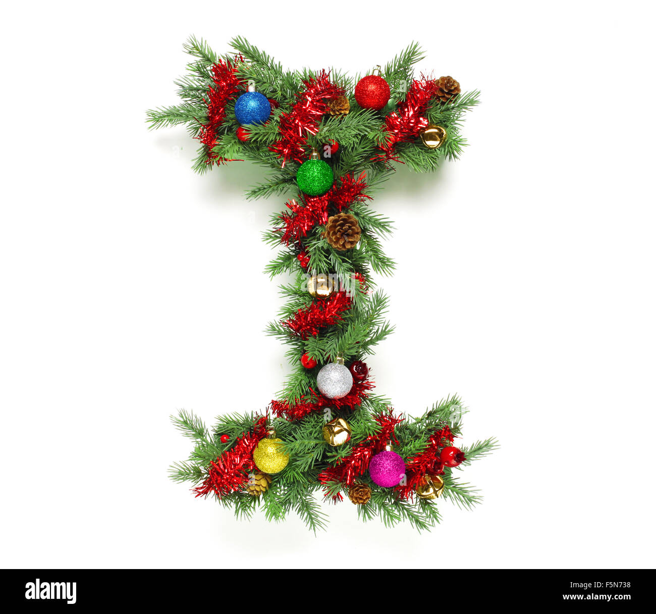 Collection of decorated Christmas tree letters and numbers Stock Photo ...