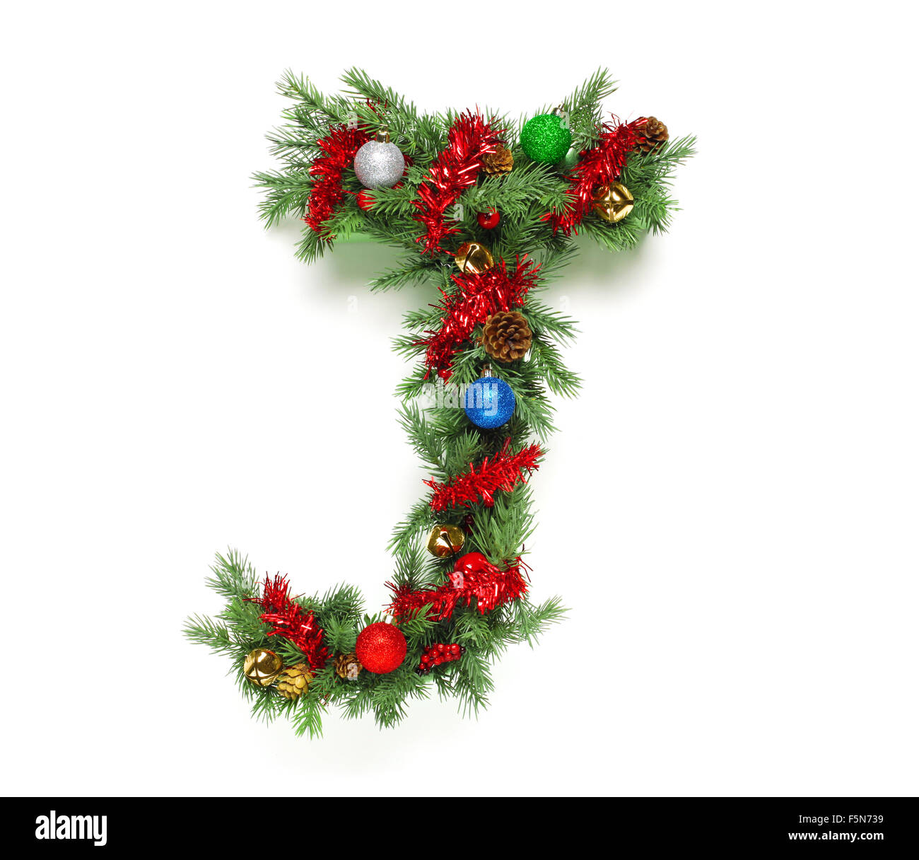 Collection of decorated Christmas tree letters and numbers Stock Photo ...