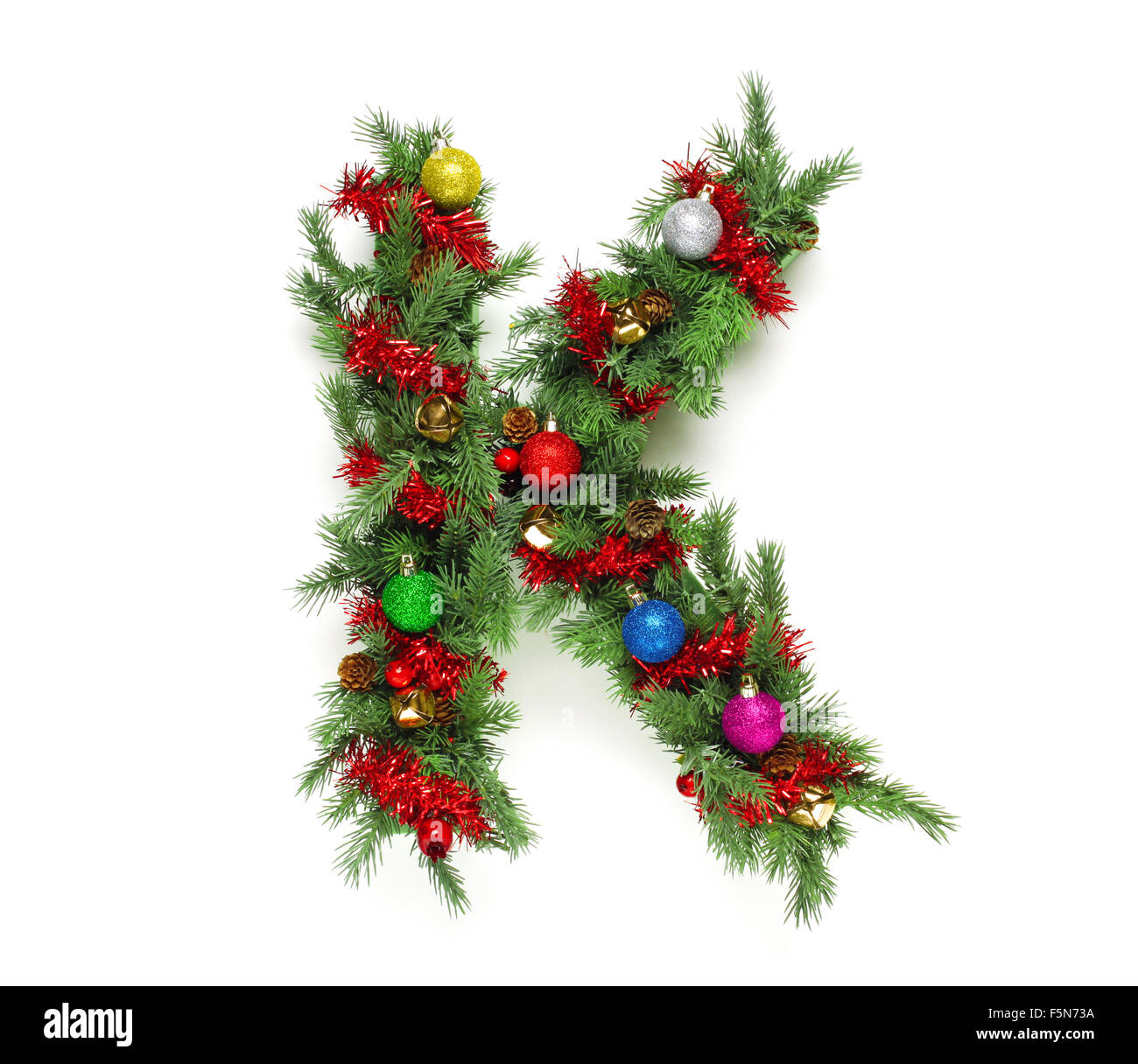 Collection of decorated Christmas tree letters and numbers Stock Photo ...