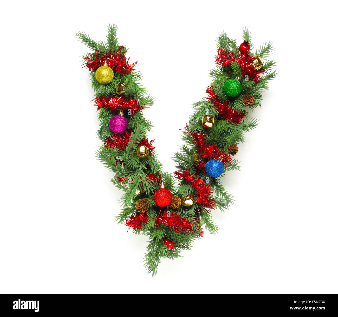 Collection of decorated Christmas tree letters and numbers Stock Photo ...