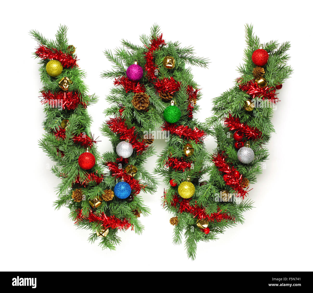 Collection of decorated Christmas tree letters and numbers Stock Photo ...