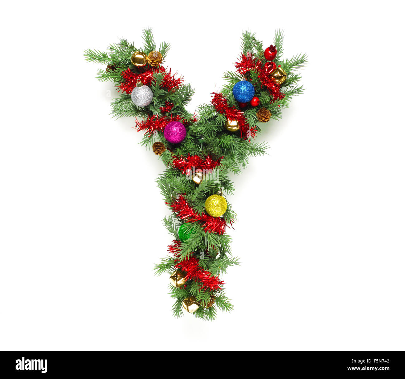 Collection of decorated Christmas tree letters and numbers Stock Photo ...