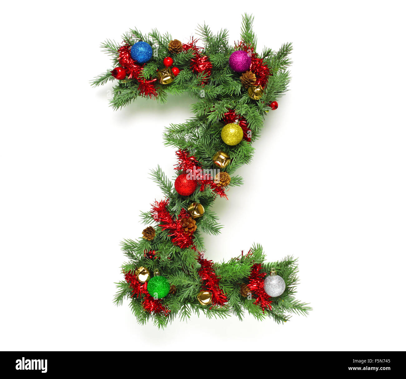 Collection of decorated Christmas tree letters and numbers Stock Photo ...