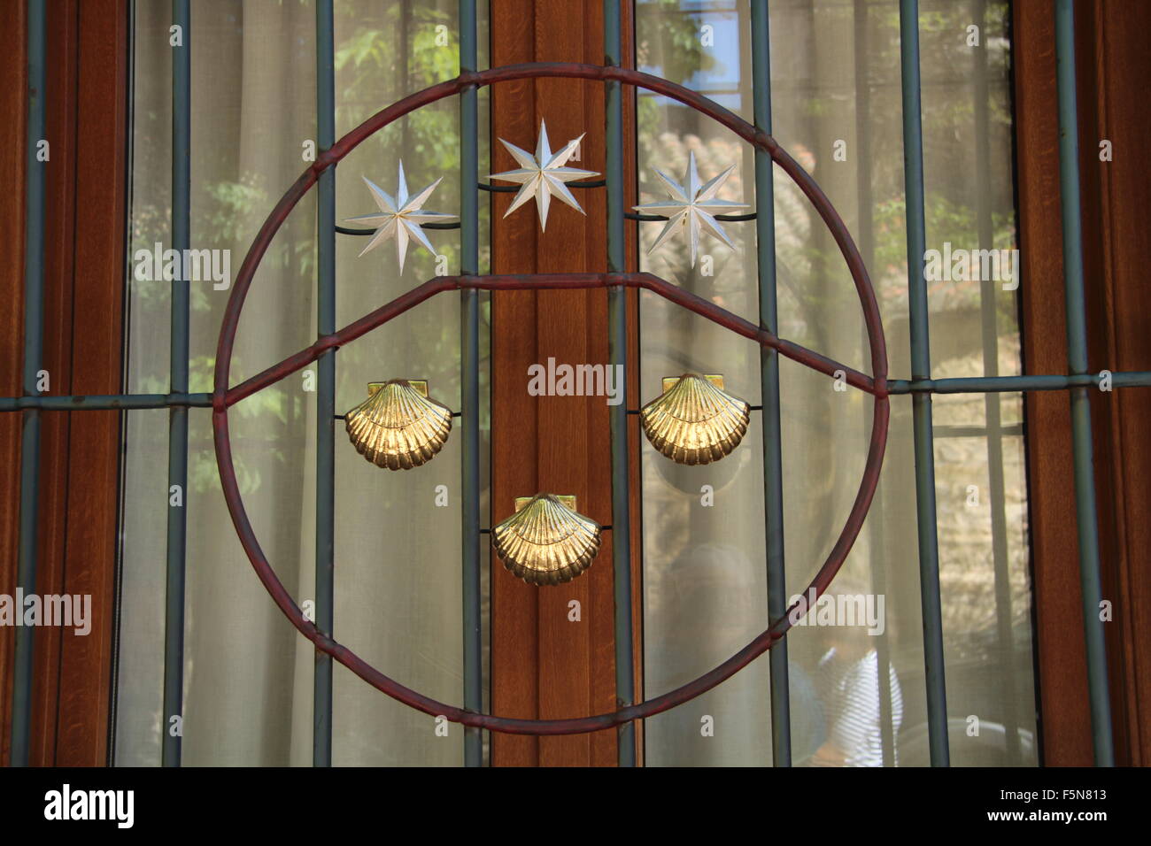 scallop shells on window Camino Santiago Stock Photo - Alamy