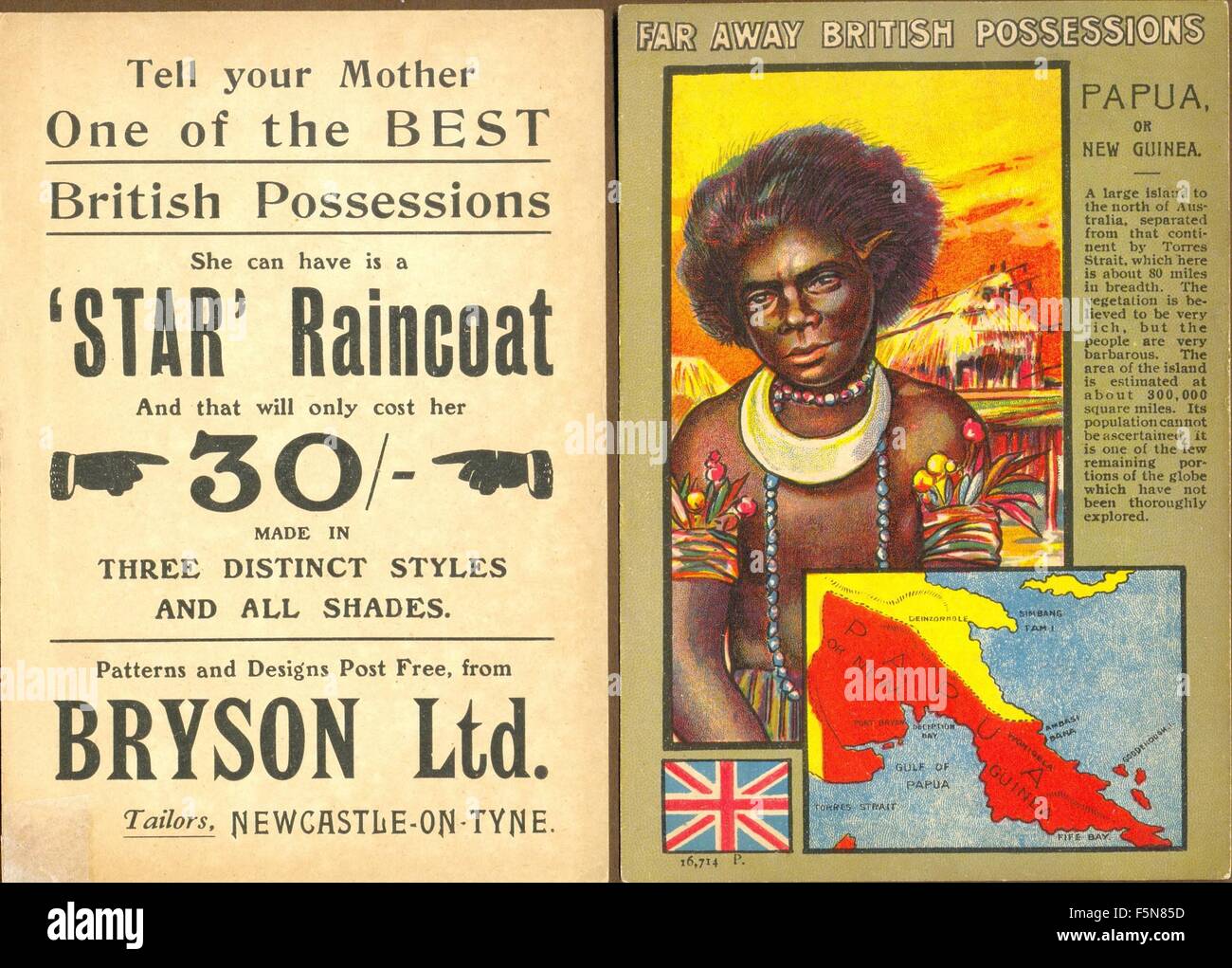 Front and back of advertisement for the Star Raincoat Stock Photo - Alamy