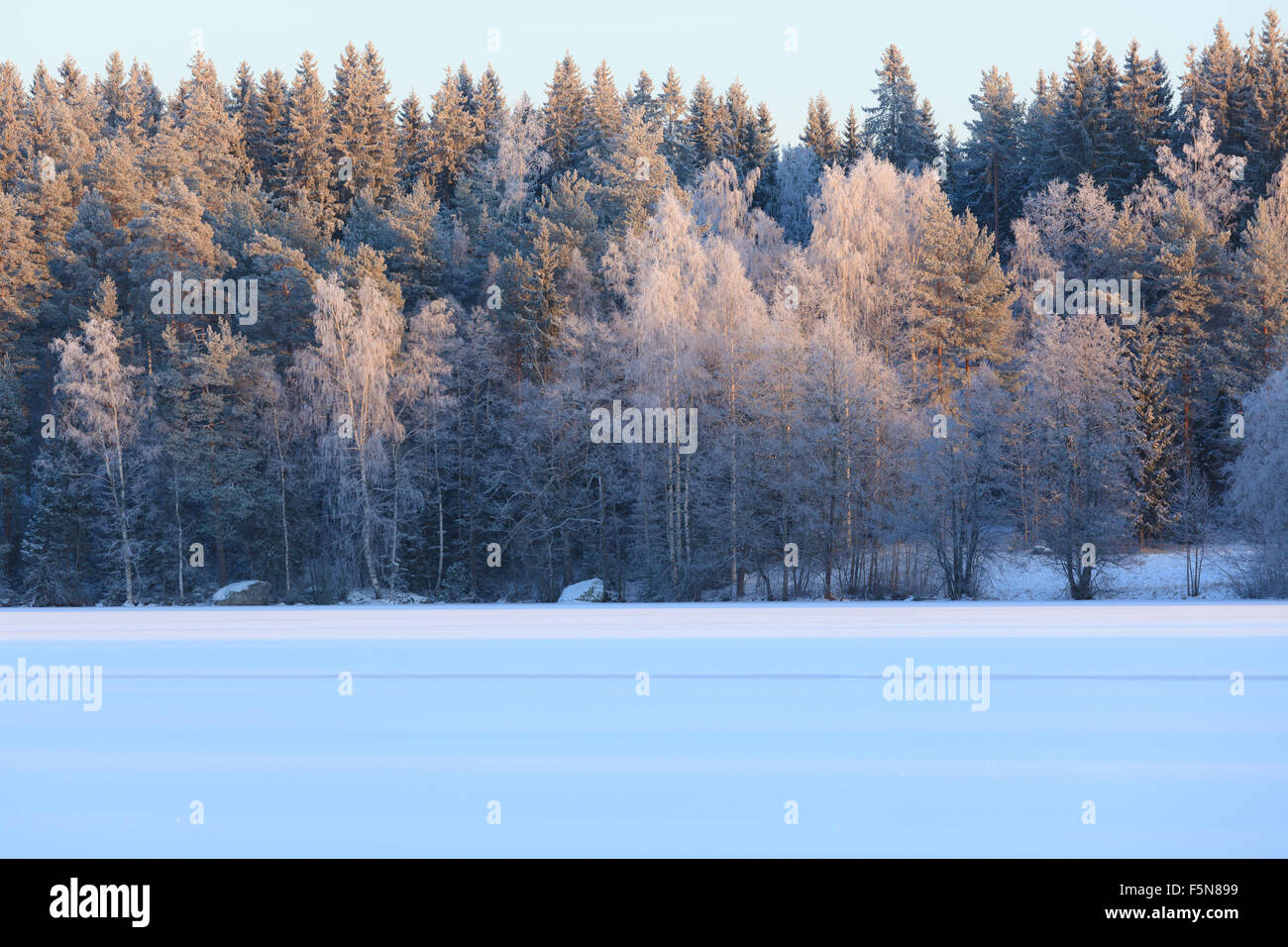 Winter lake scenery in finland Stock Photo - Alamy