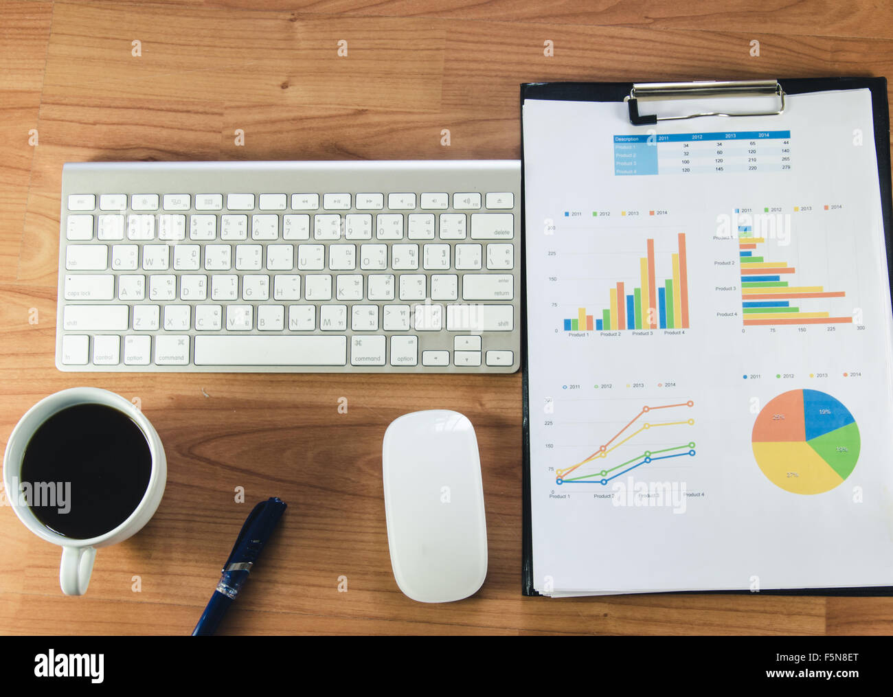 Graphs, charts, business table. The workplace of business people Stock ...