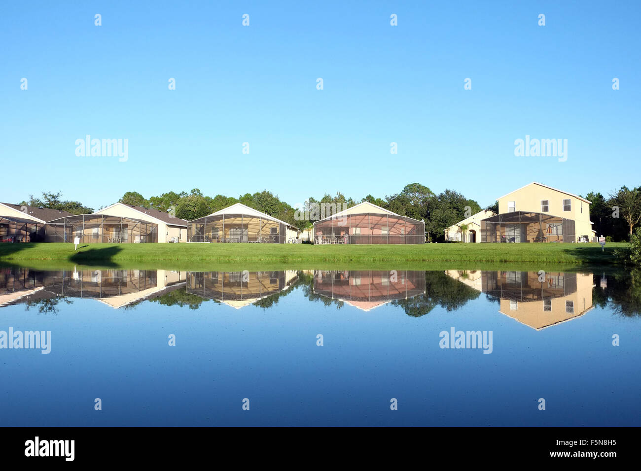 Reflected holiday rental homes on the Sand Ridge development near ...