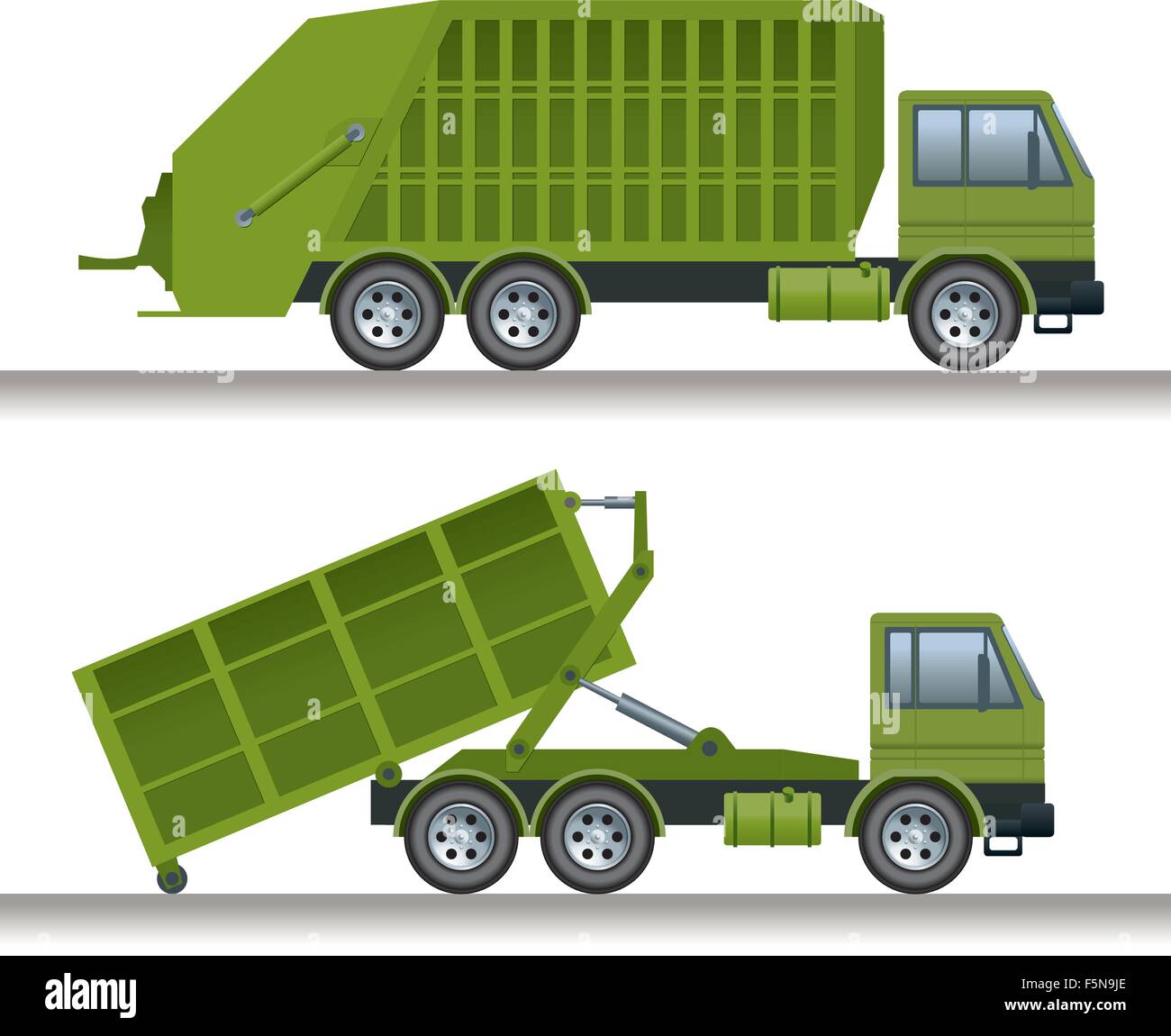 2 vector images of dust carts or garbage trucks Stock Vector Image ...