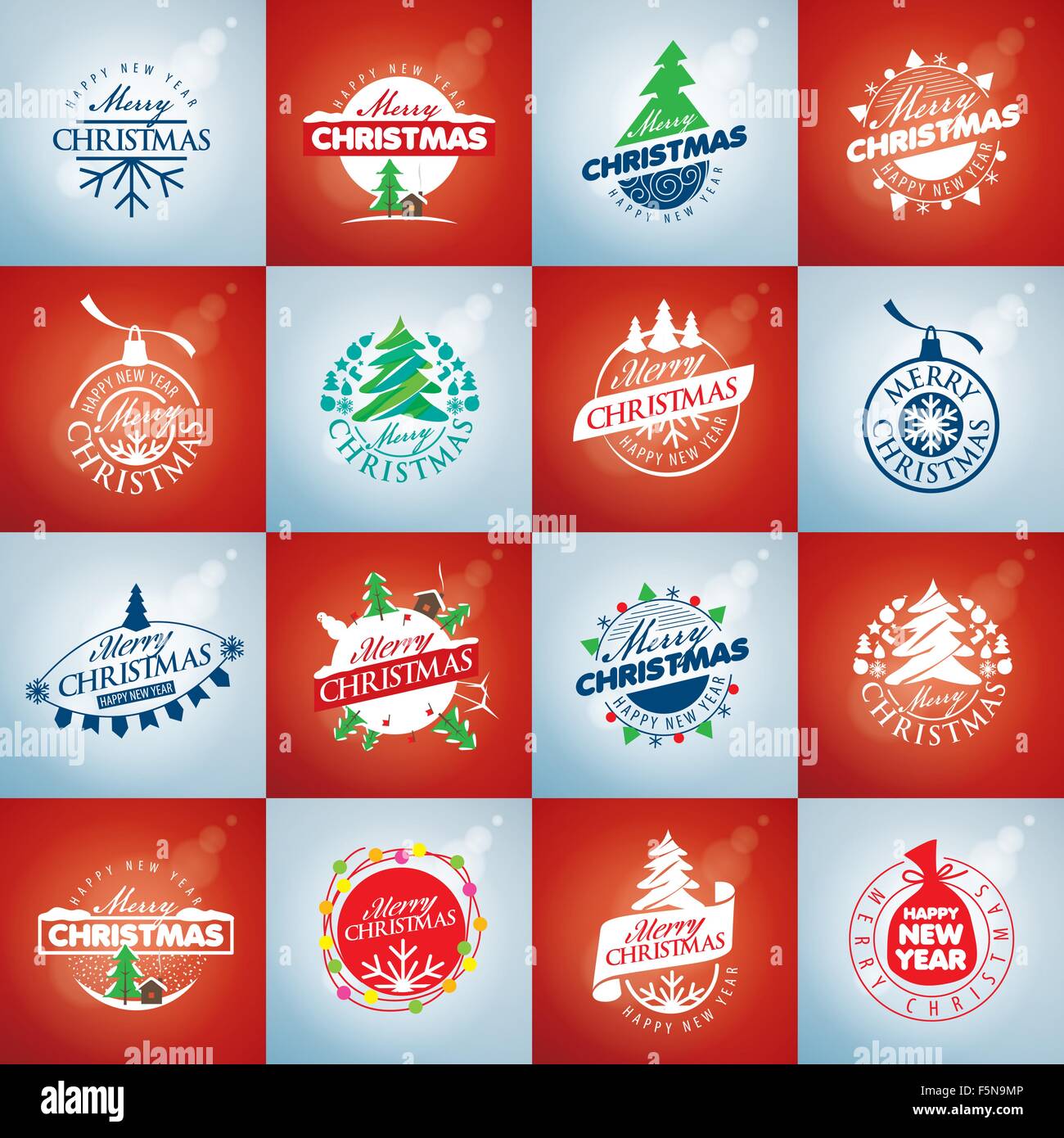set of vector logo Christmas Stock Vector Image & Art - Alamy