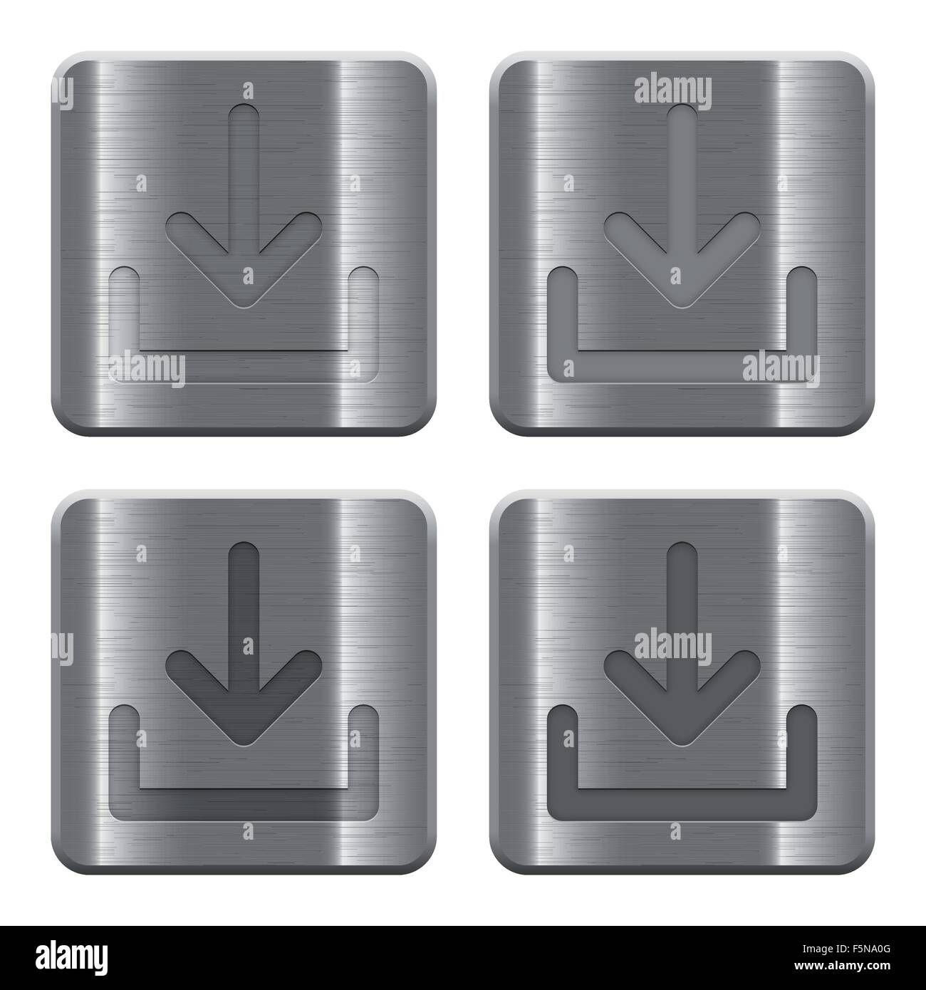 Set of Download buttons vector in brushed metal style. Arranged layer ...