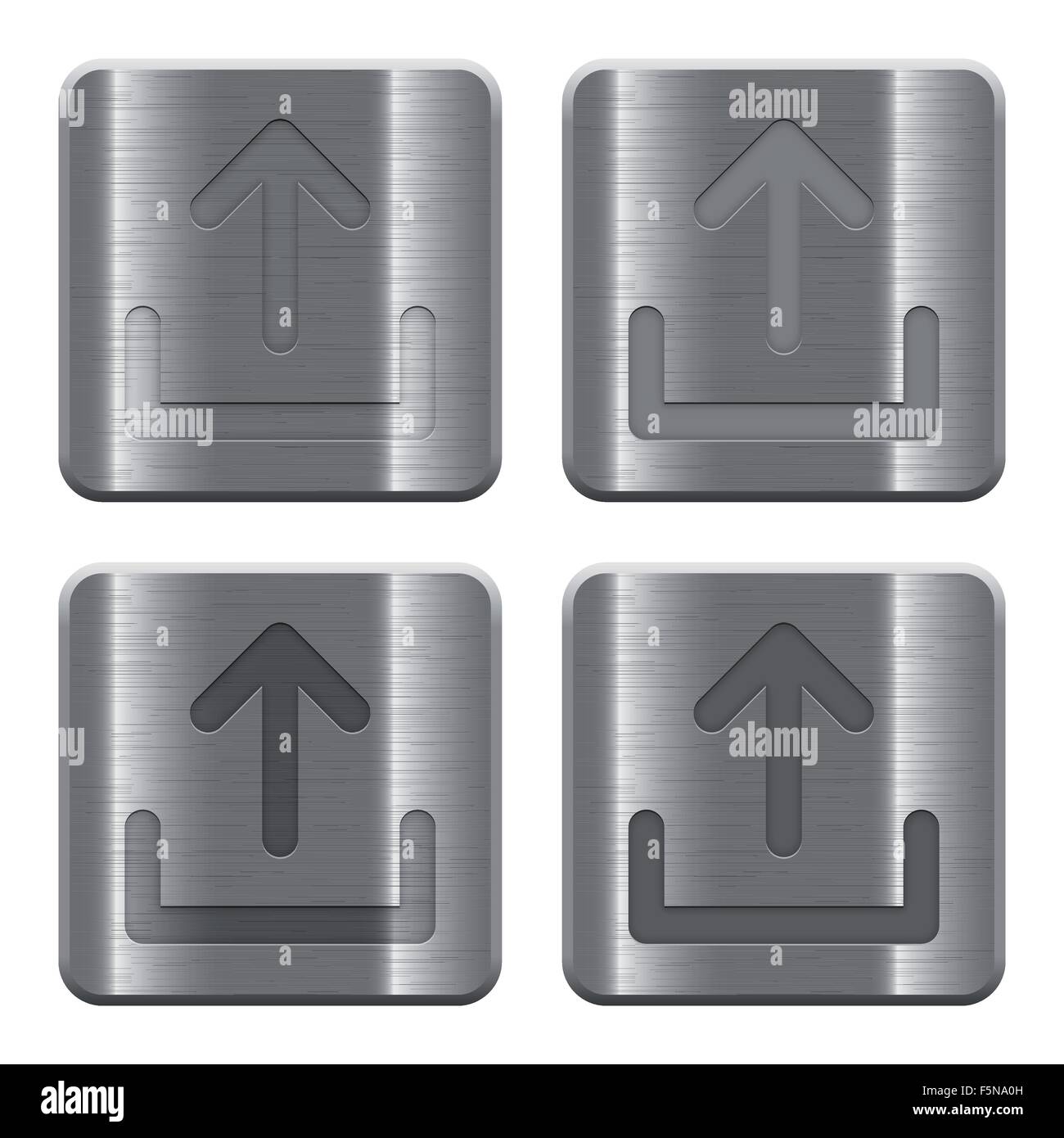 Set Of Upload Buttons Vector In Brushed Metal Style Arranged Layer Color And Graphic Style
