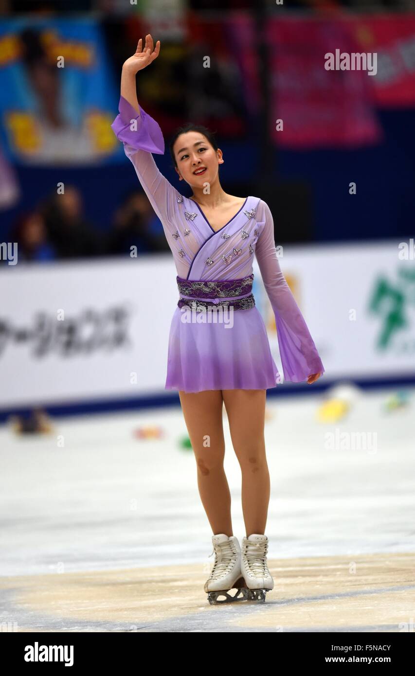 Beijing, China. 7th Nov, 2015. Mao Asada of Japan waves after the ...