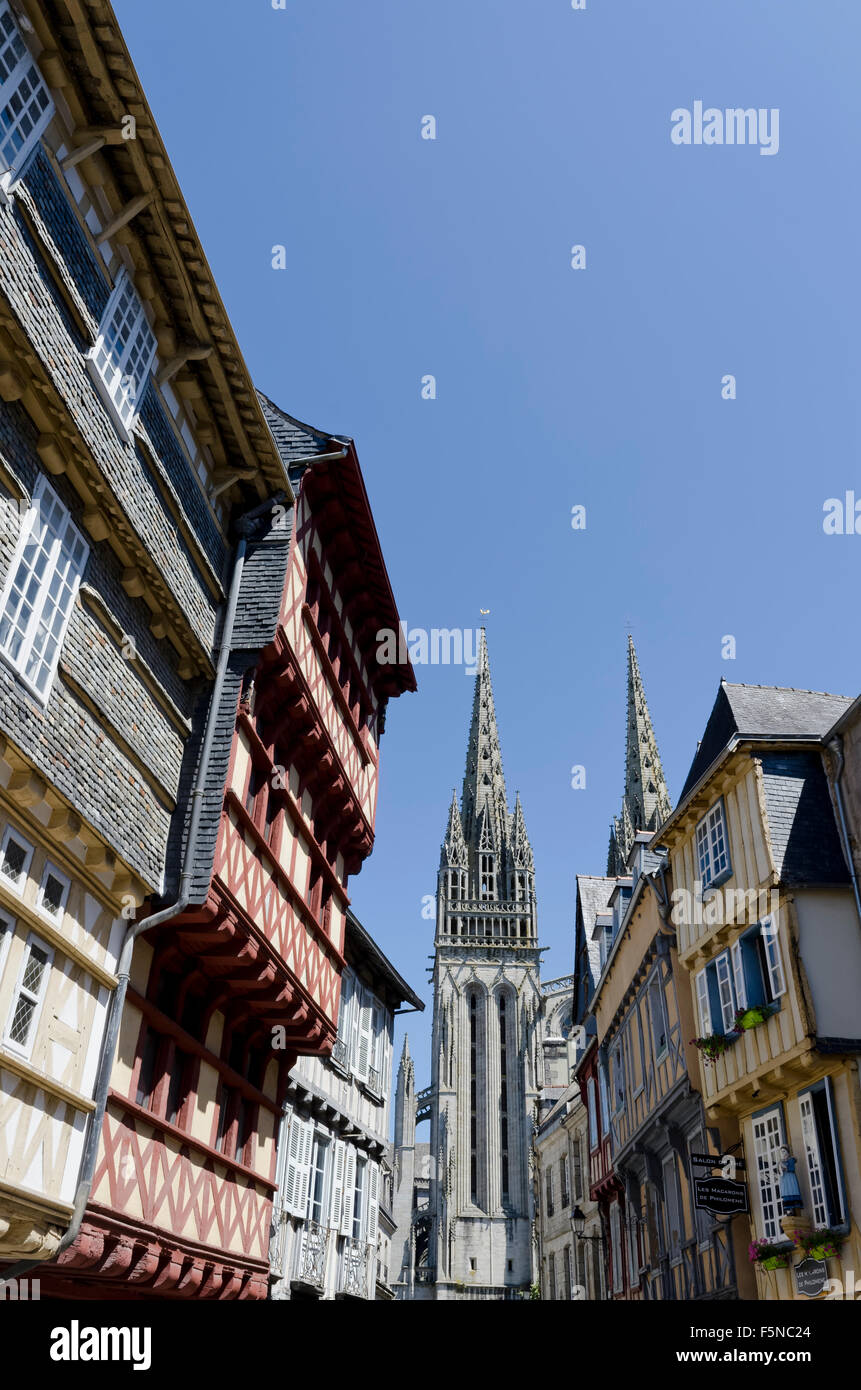 medieval architecture and cathedral Quimper Brittany France Stock Photo ...